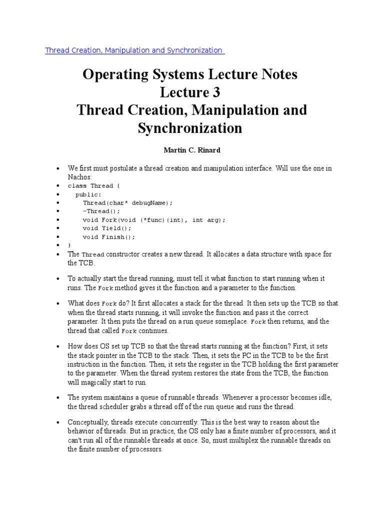 3 Thread Creation&Amnipulation&Synchronization | PDF | Thread (Computing) | Information ...