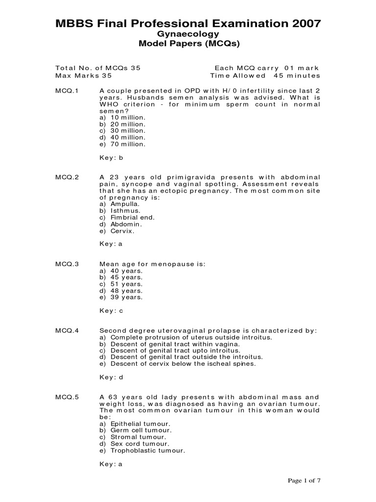 Gynae MCQ | PDF | Self-Improvement