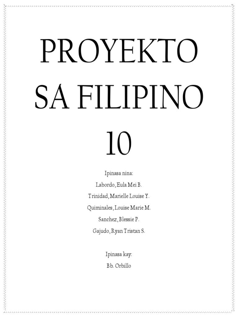 Proyekto Sa Filipino 10 | PDF