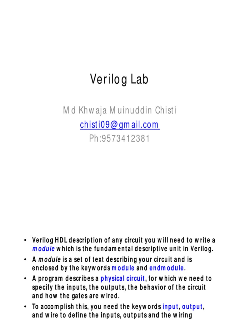 Verilog LAB Introduction | PDF | Teaching Methods & Materials ... Verilog LAB Introduction | PDF | Teaching Methods & Materials ...