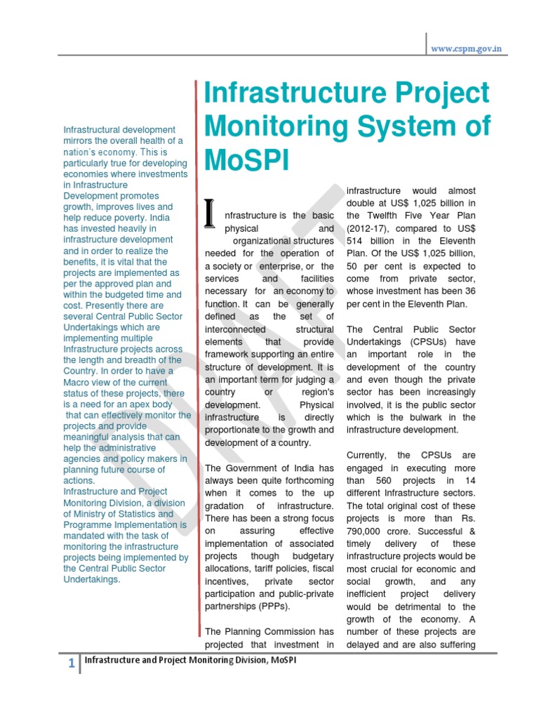Online Project Monitoring System of MoSPI | PDF | Infrastructure ...