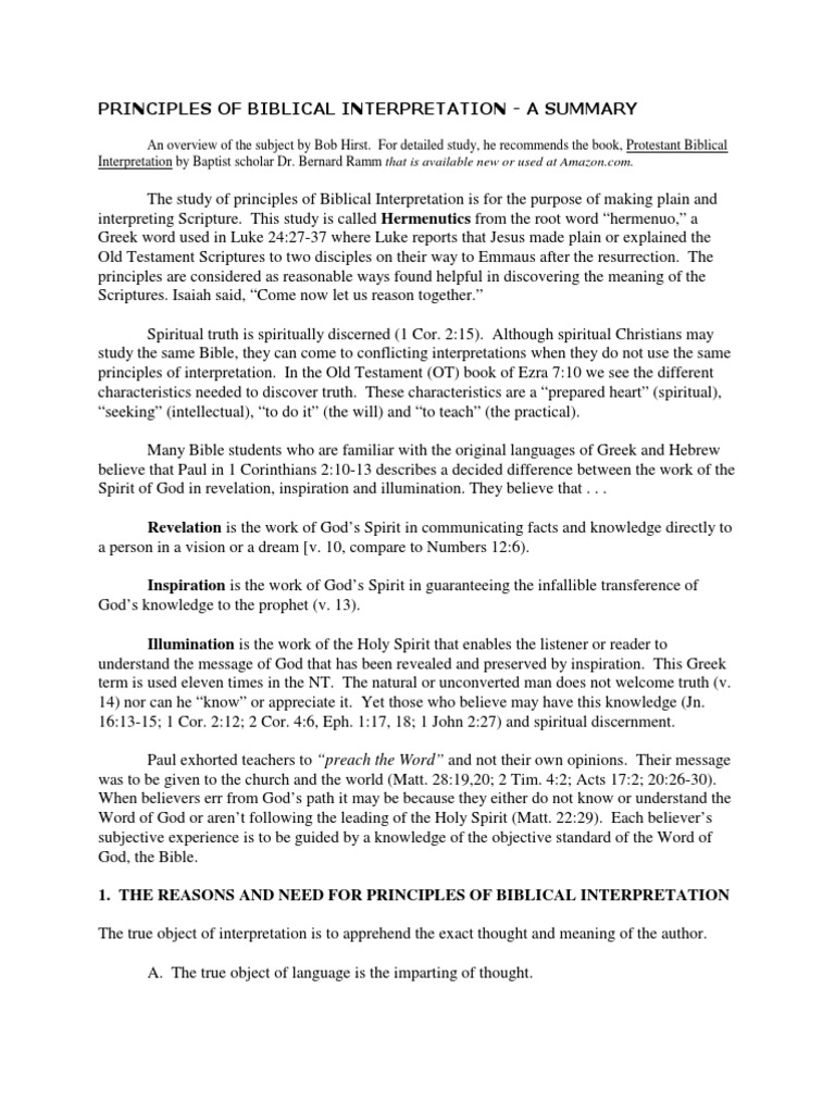 Principles of Biblical Interpretation | Book Of Revelation | Bible