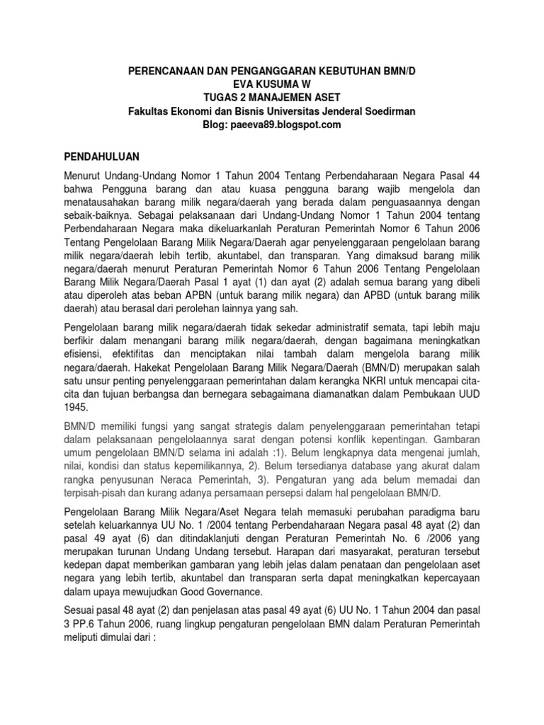 Perencanaan Dan Penganggaran Kebutuhan BMN/D | PDF