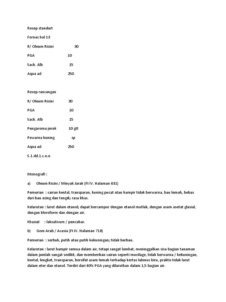 Resep Standart EMULSI | PDF