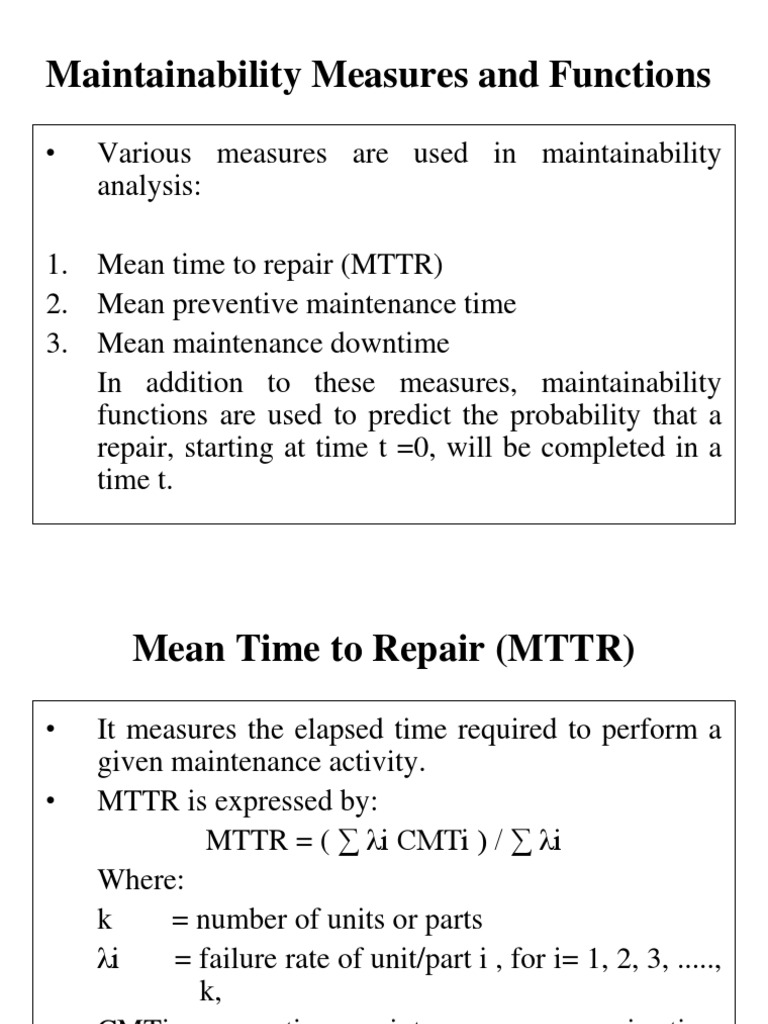 LEC4-Maintainability Measures and Functions | PDF | Exponential ...