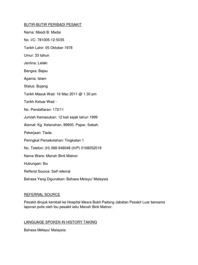 Case Clerking Psychiatric | PDF | Pengembangan Diri