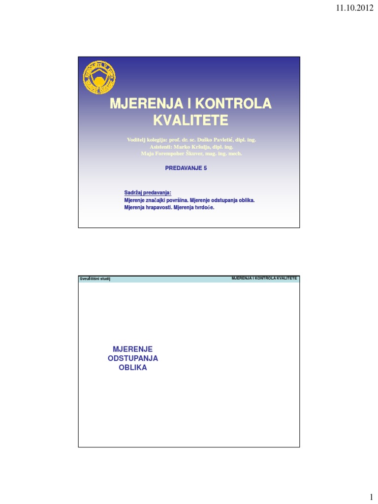 Mjerenje I Kontrola Kvalitete | PDF