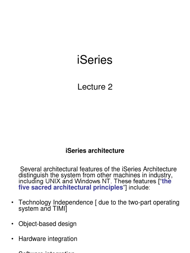AS400 Architecture Basics | PDF | Ibm System I | Operating System
