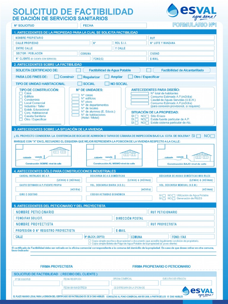 Formulario Factibilidad Esval | PDF