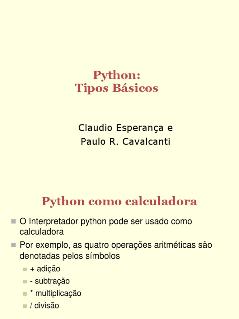 002 - Programando em Python - Tipos Basicos | PDF | Tipo de dados ...