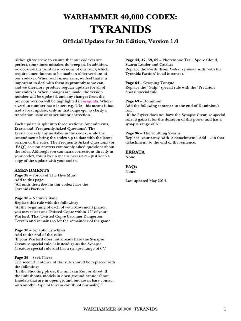 Warhammer 40k - Codex - Tyranids 7ed v1.0 PDF | PDF