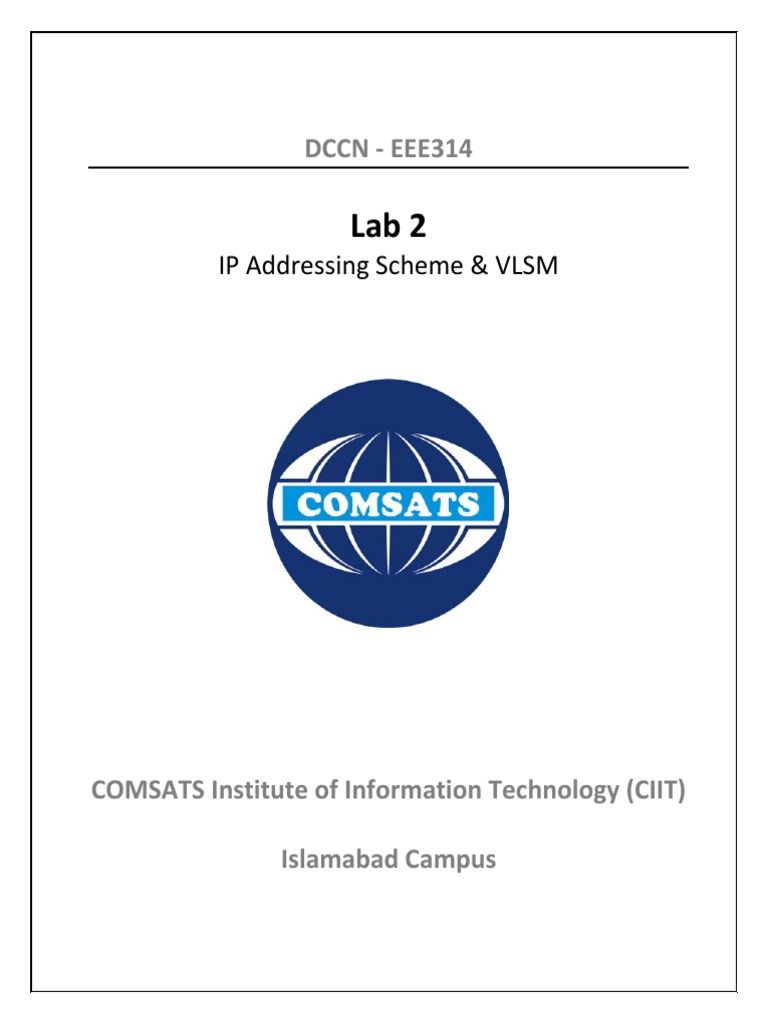 Lab Manual 02 Ip Addressing Scheme And Vlsm Pdf Ip Address Computer