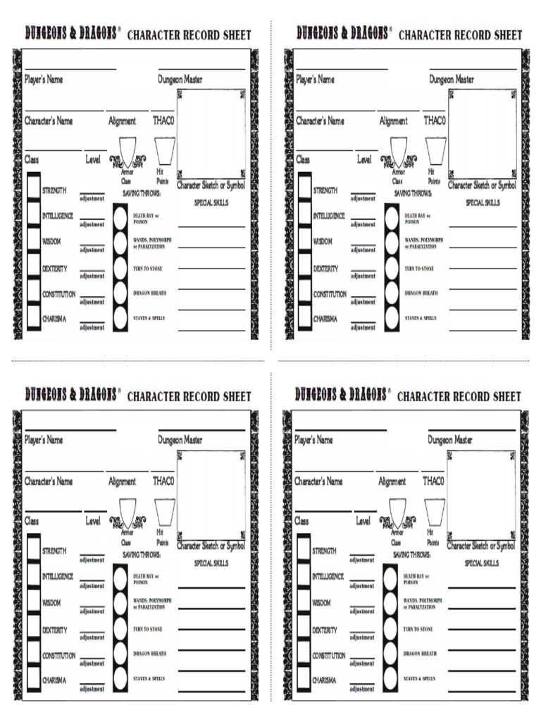 Basic D&D Character Card | PDF | History