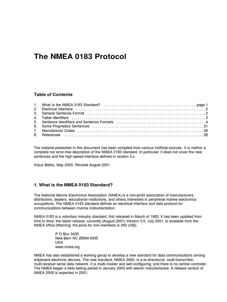 NMEA 0183 Protocol Guide | PDF | Electrical Connector | Global ...