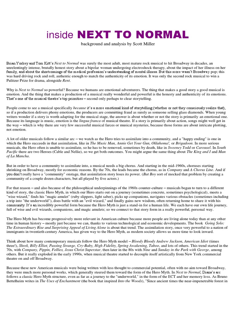 Inside Next To Normal | PDF | Musical Theatre | Entertainment (General)