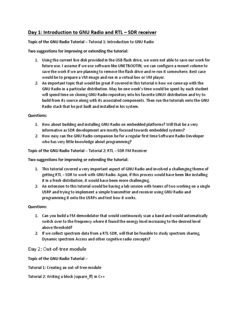 GNURadio Tutorials Report | PDF | Radio | Python (Programming Language)