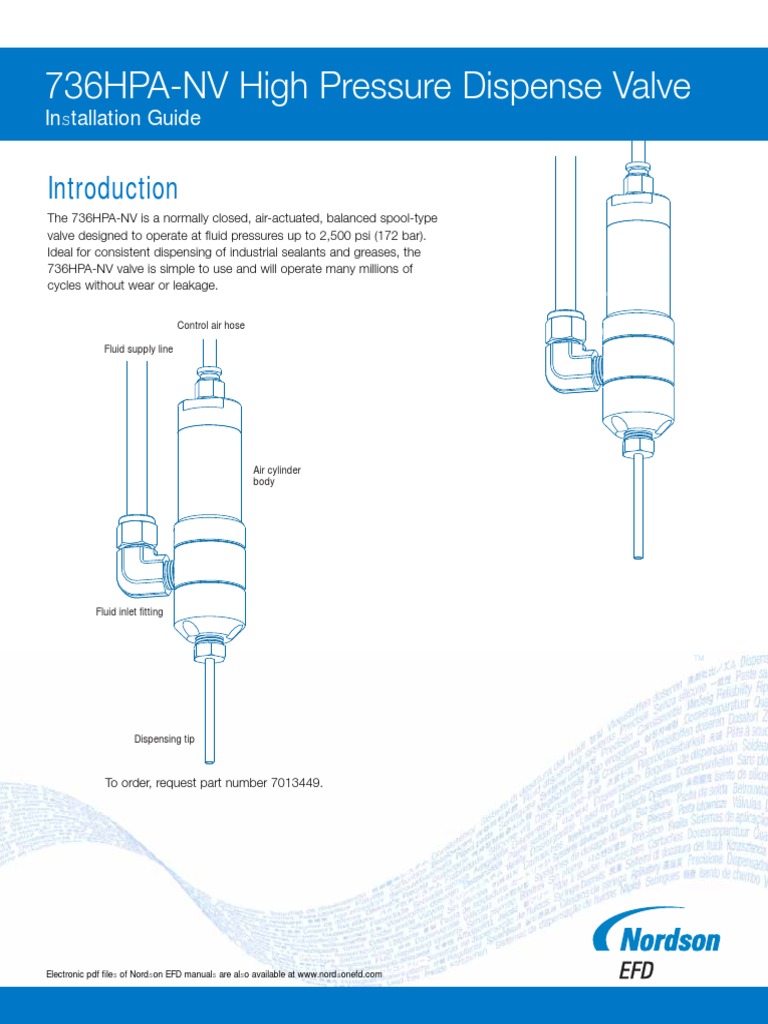 Nordson EFD 736HPA NV Installation Guide PDF | PDF | Valve | Pump