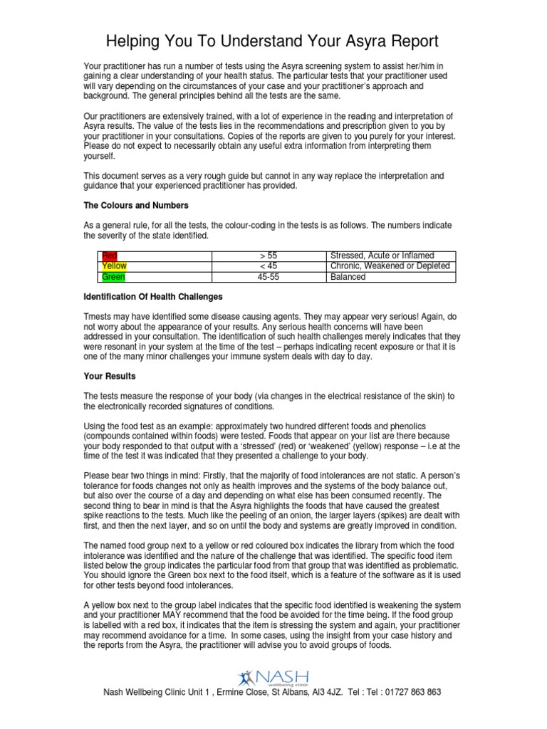 Understanding Your Asyra Results | PDF | Food Intolerance | Foods