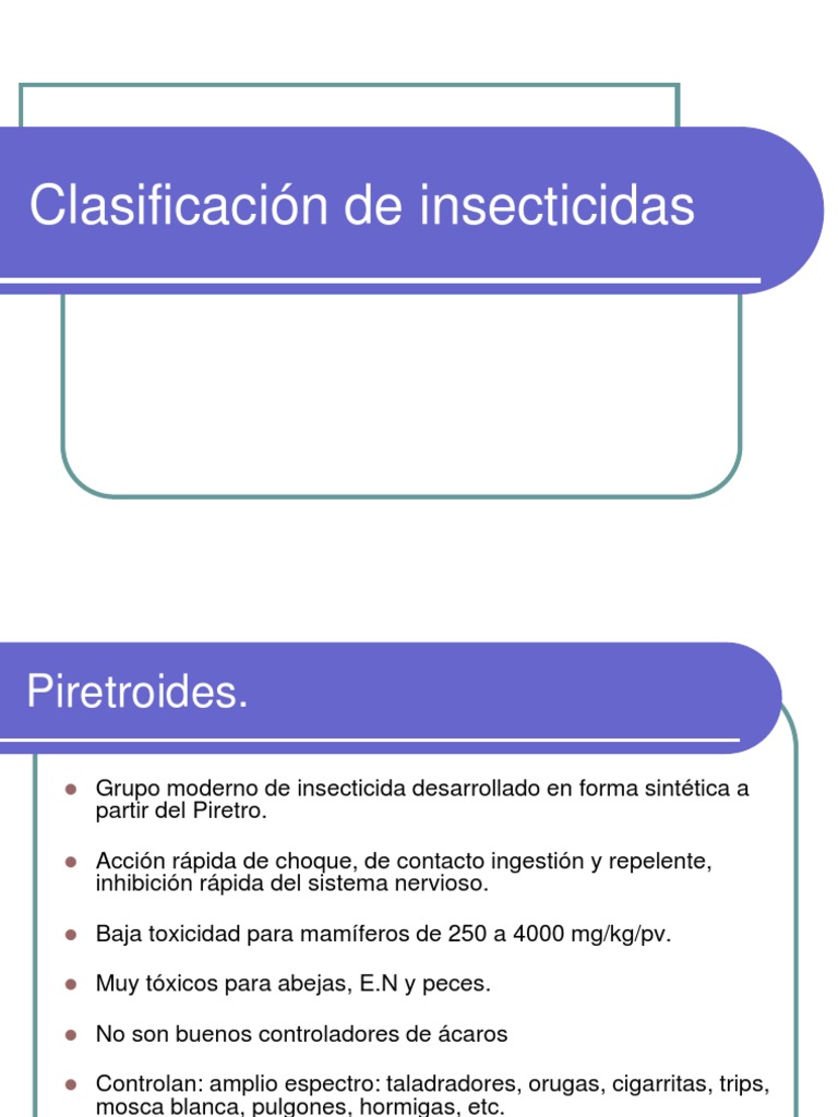 Clasificación y descripción de los principales grupos de insecticidas ...