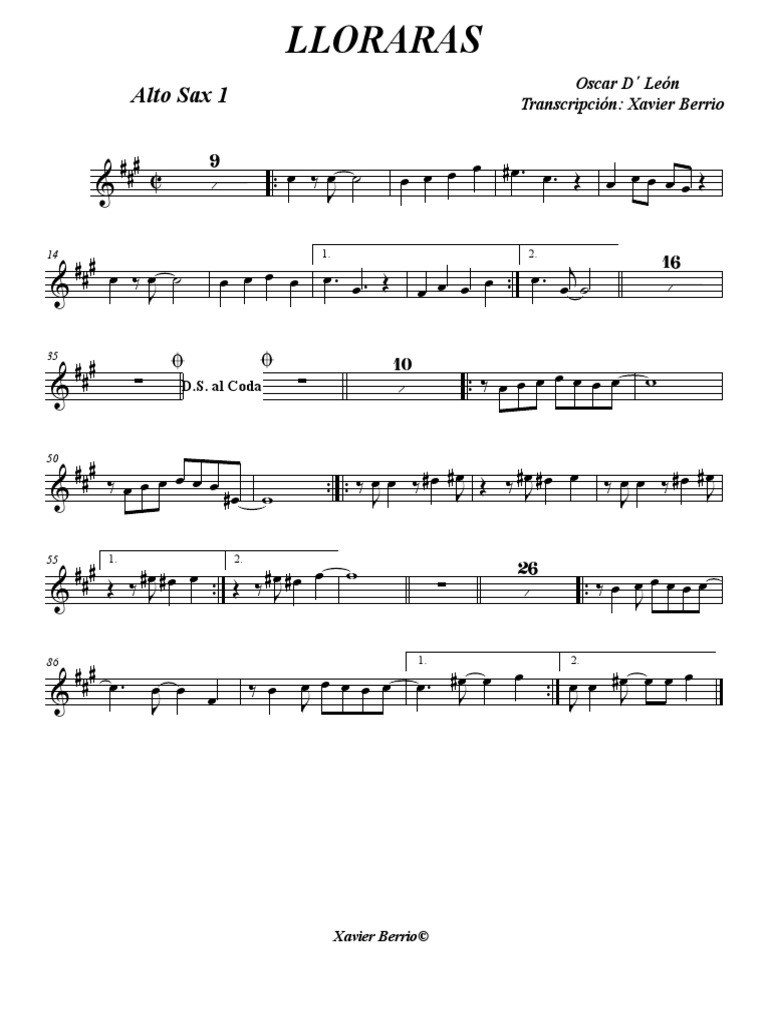 Lloraras - Alto Sax 1 | PDF