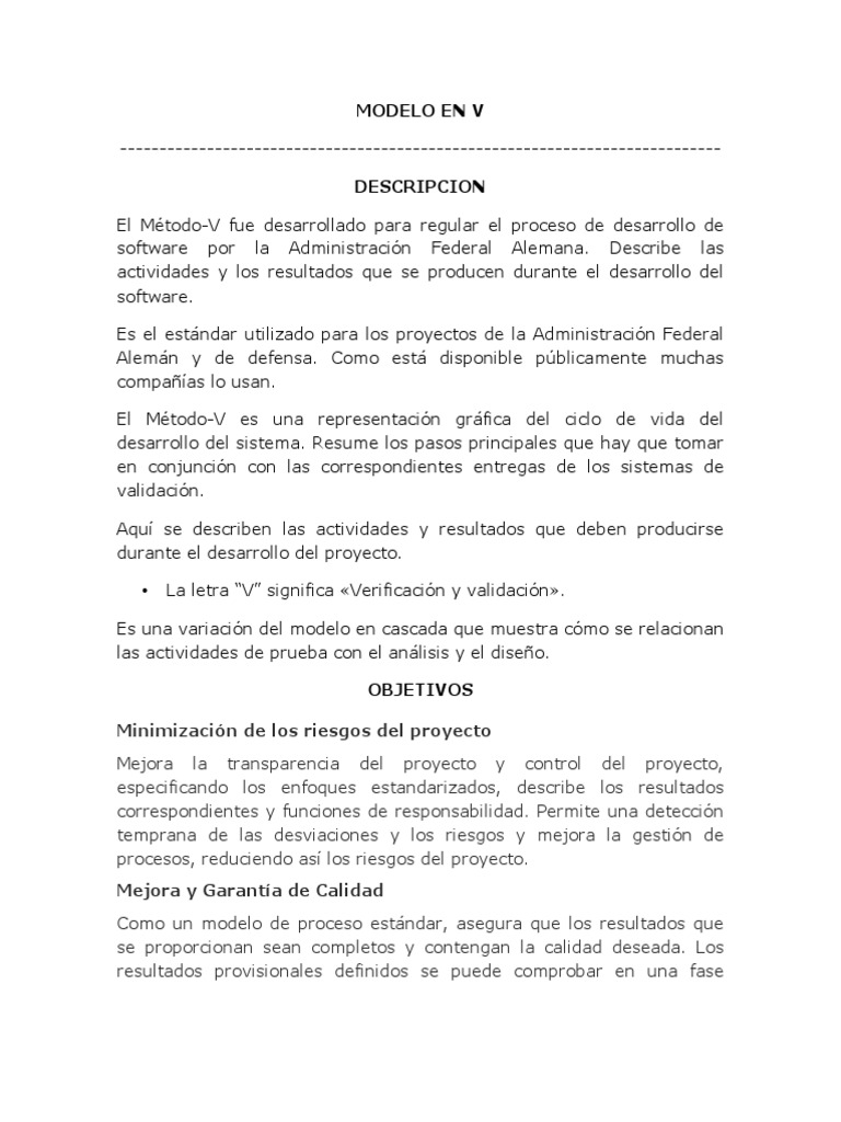 Modelo en V PDF | PDF | Proceso de desarrollo de software | Software