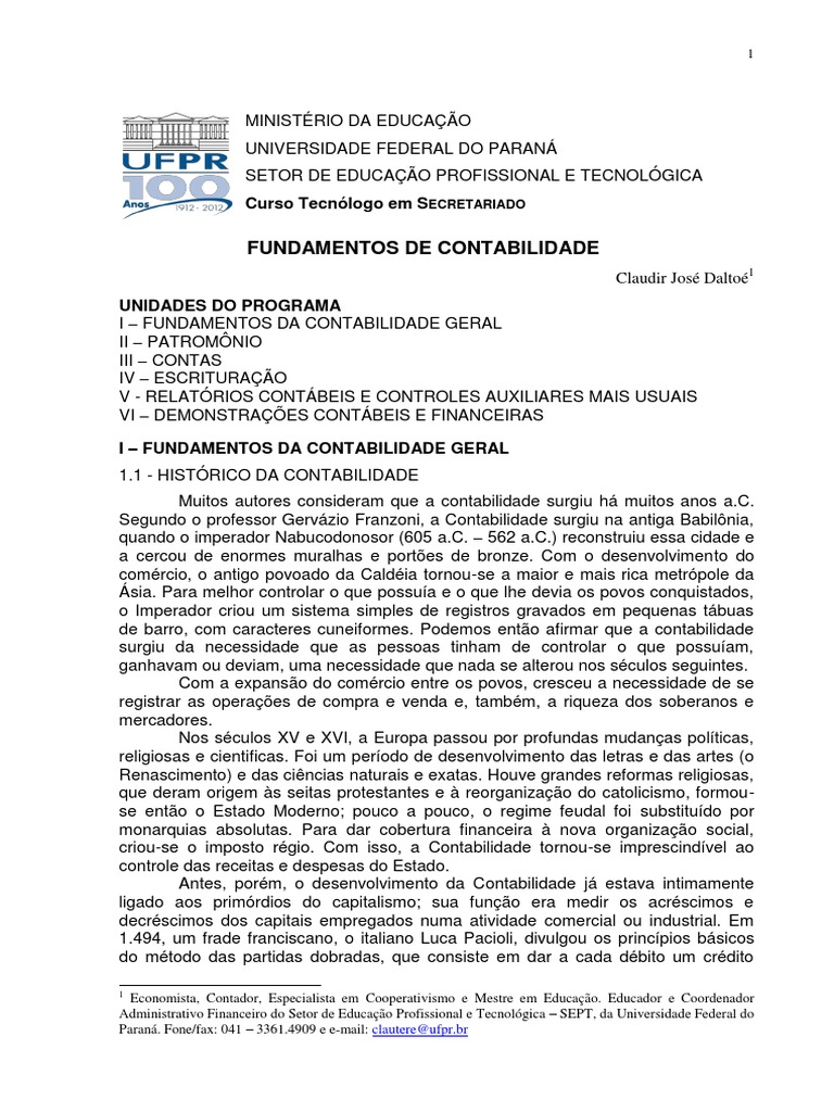Fundamentos de Contabilidade PDF | PDF | Escrituração contábil ...