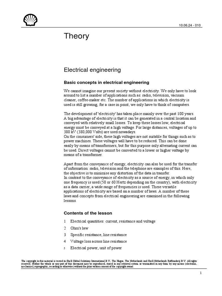Shell Electrical Engineer Handbook | PDF | Electrical Resistance And ...