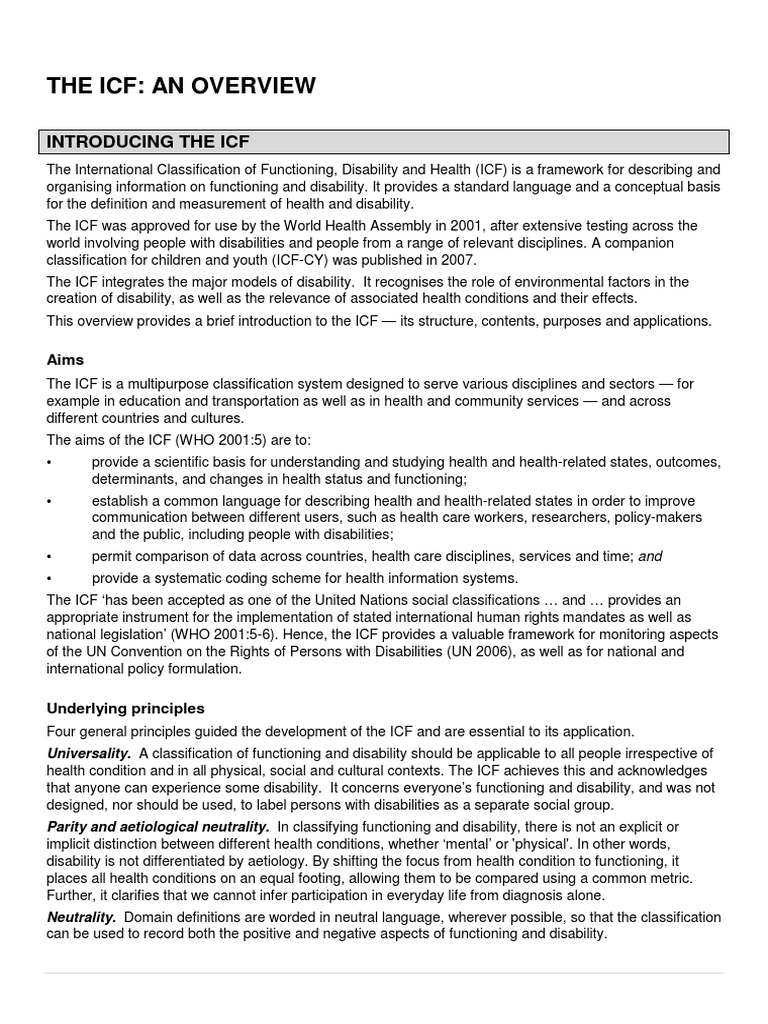 Overview of the ICF Framework | PDF | International Statistical ...