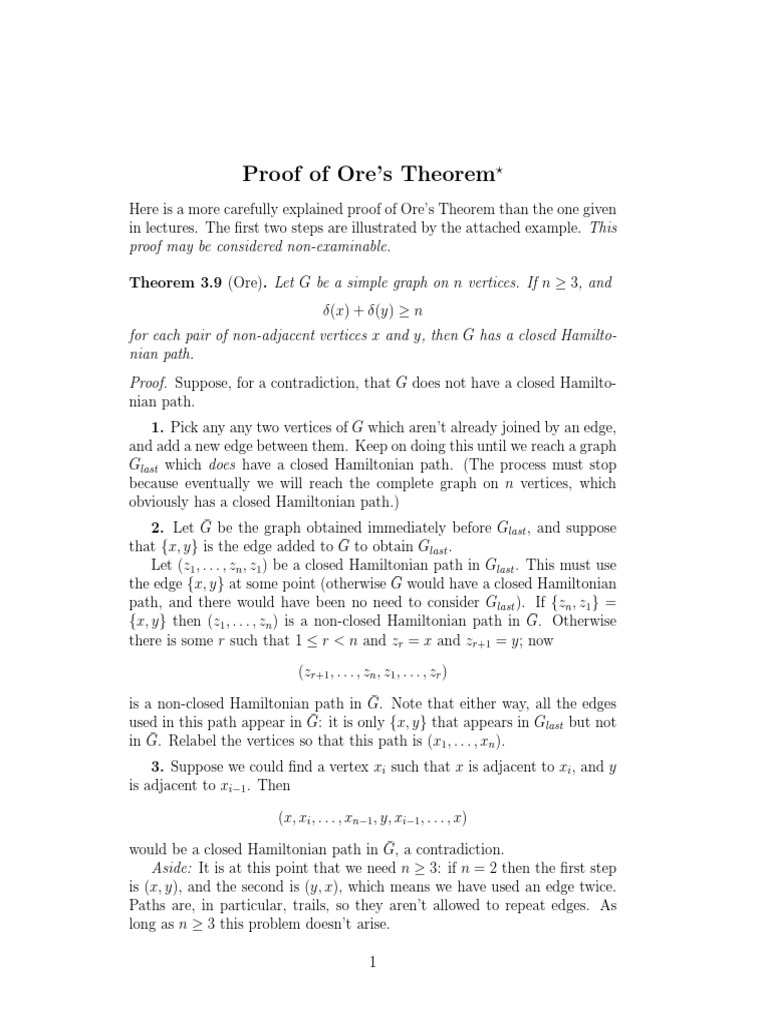 Proof of Ore's Theorem | Download Free PDF | Mathematical Concepts ...