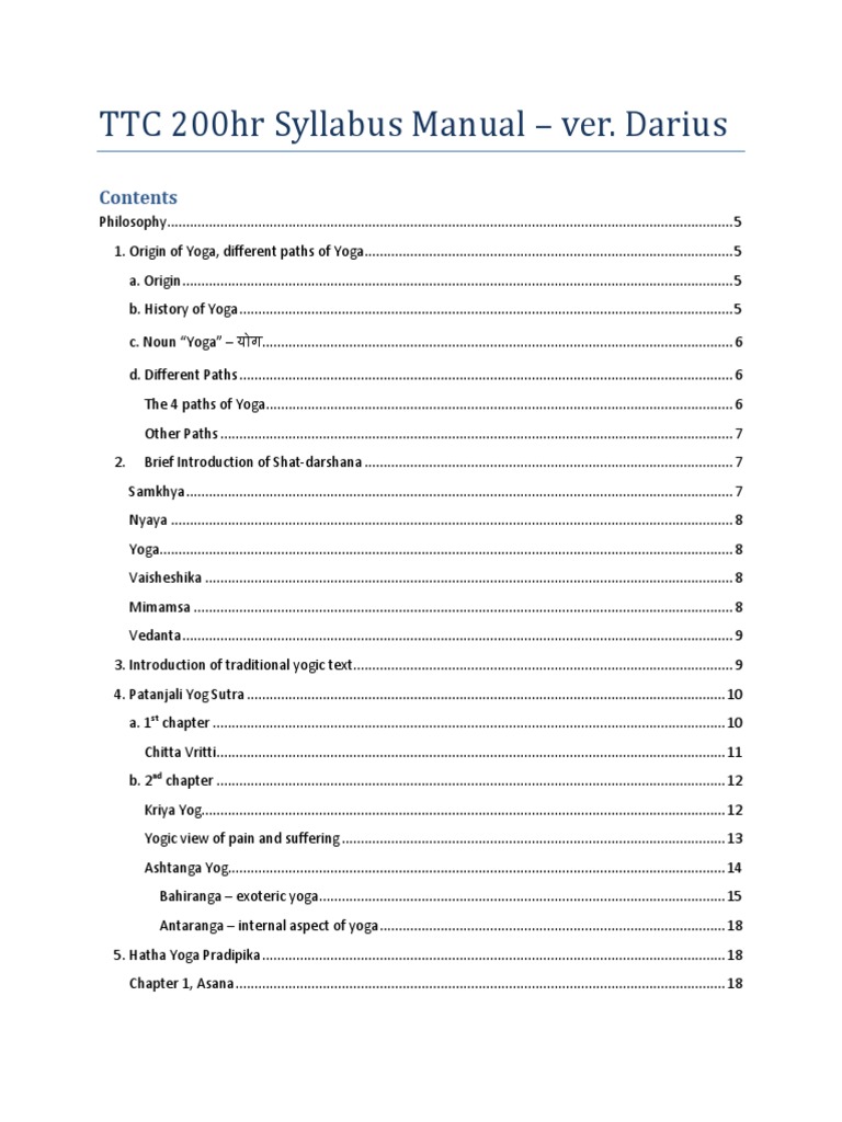 YTT 200 Manual - Darius | PDF | Yoga | Asana