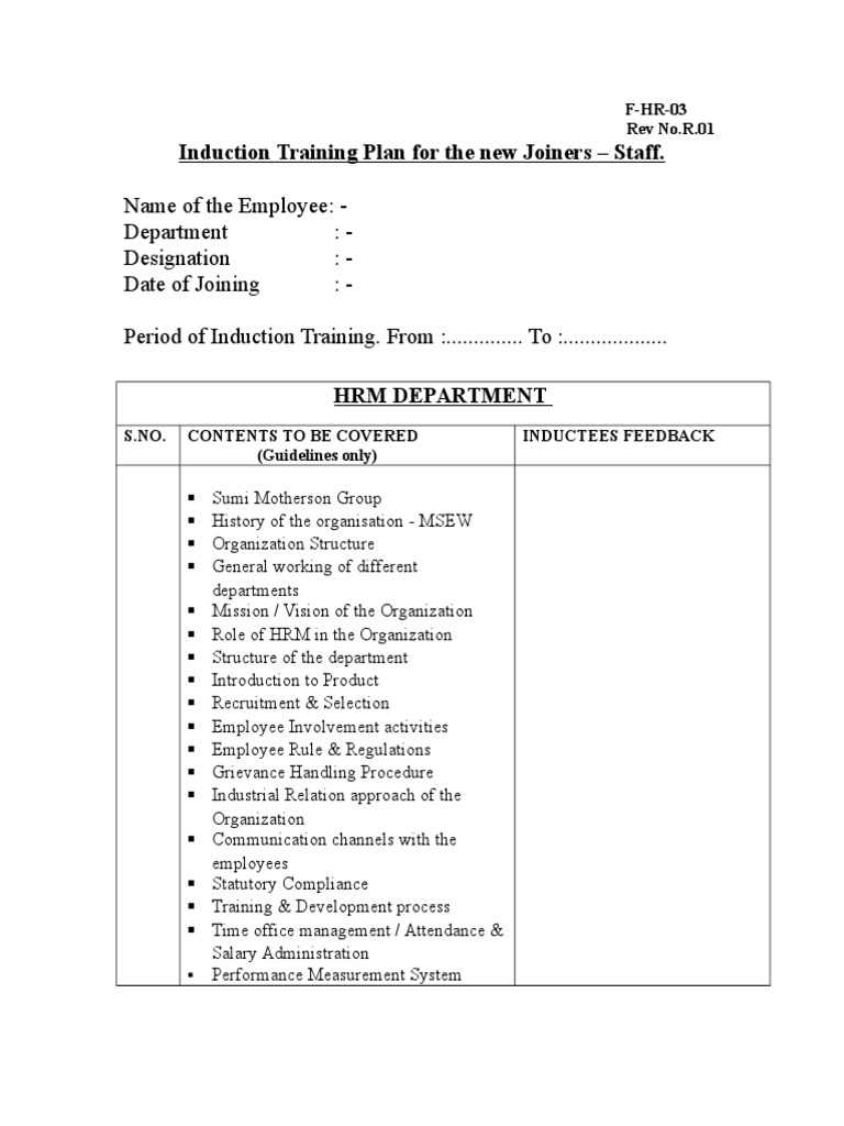 Induction Training Text Format - Staff | PDF | Business