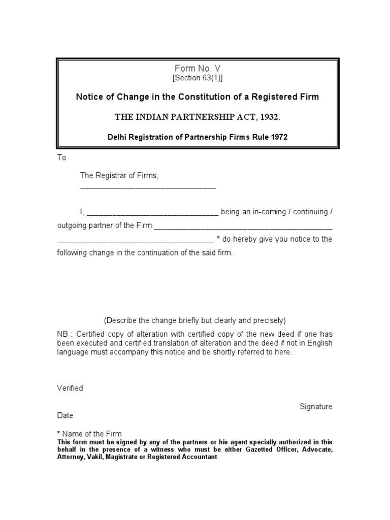 Notice of Change in Firm Constitution | PDF