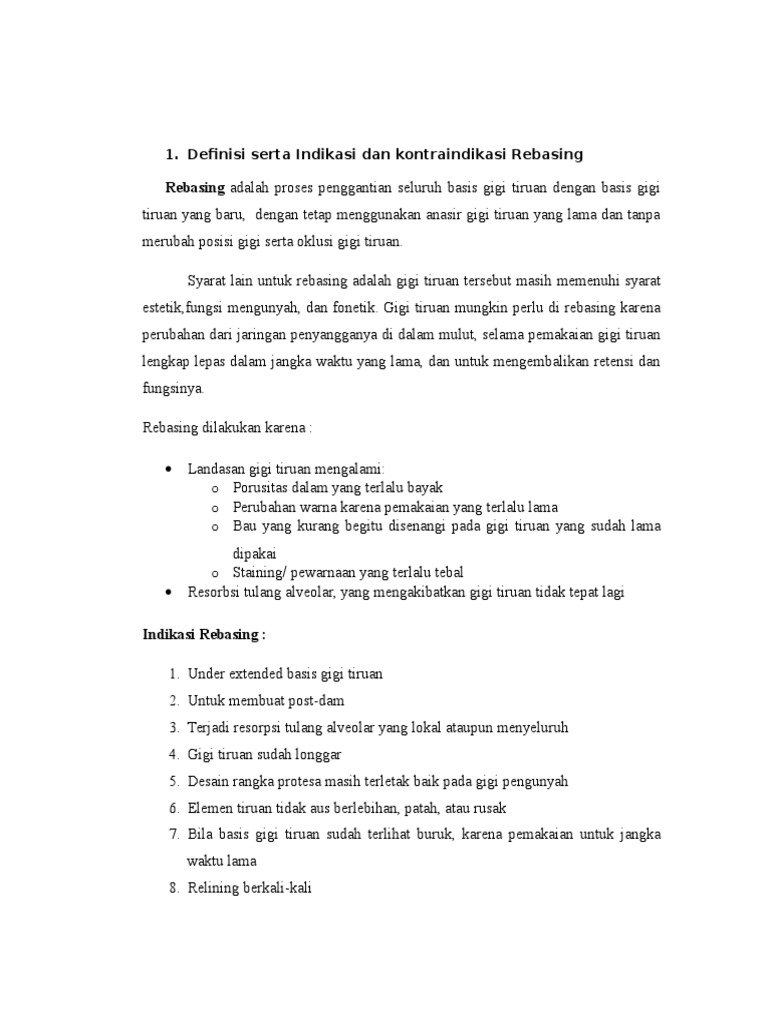 Definisi Serta Indikasi Dan Kontraindikasi Rebasing | PDF