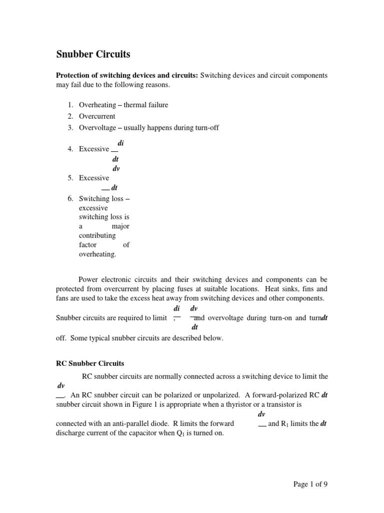 Snubber Circuits With Explantion | PDF | Bipolar Junction Transistor | Transistor