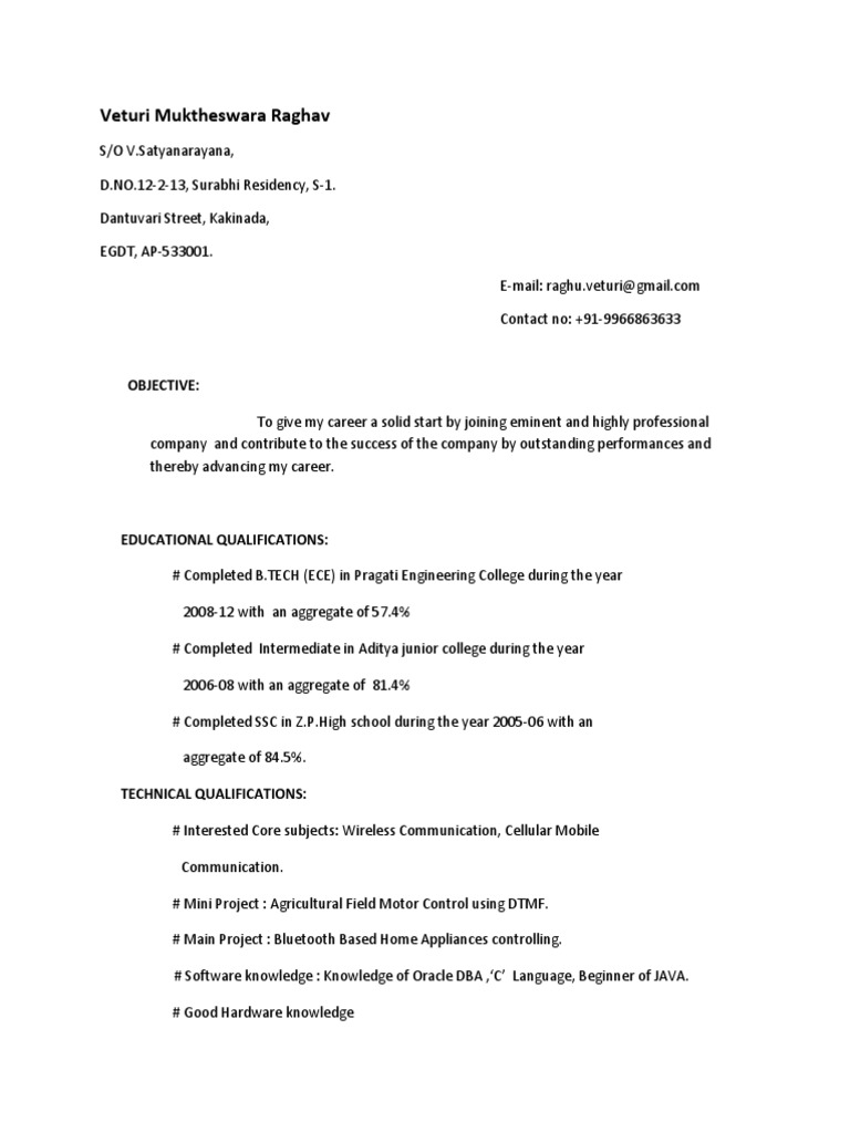 Raghu Resume | Download Free PDF | Communication | Cognition