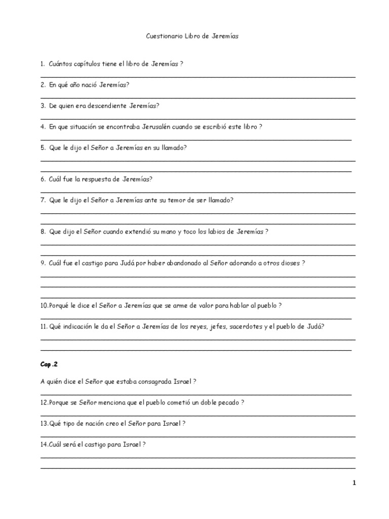 Cuestionario sobre el Libro de Jeremías | PDF | Jeremías | Jerusalén