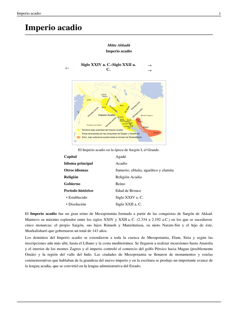 Imperio Acadio PDF | PDF | Sumeria | Mesopotamia