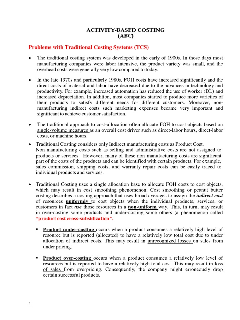 Comparing Traditional and Activity-Based Costing | PDF | Cost ...