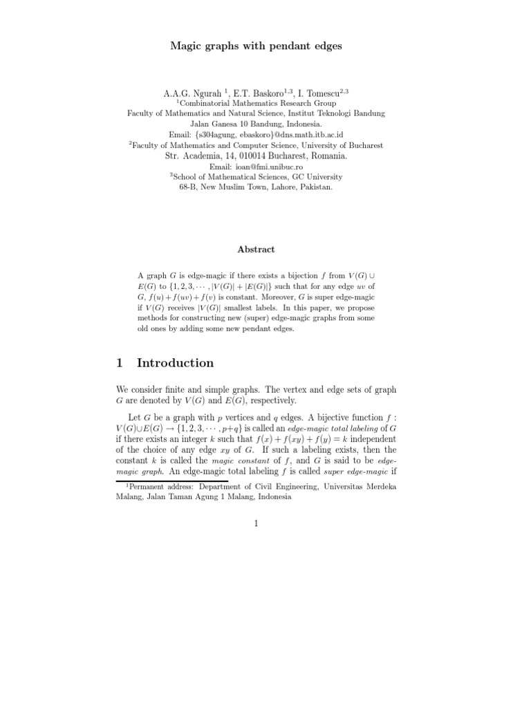 Magic Graph PDF | PDF | Vertex (Graph Theory) | Discrete Mathematics