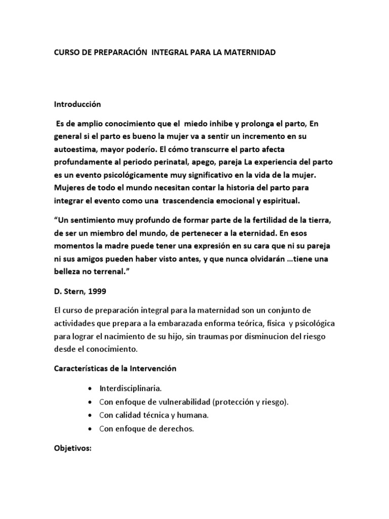 Curso de Preparación Integral para La Maternidad | PDF | Parto | El embarazo
