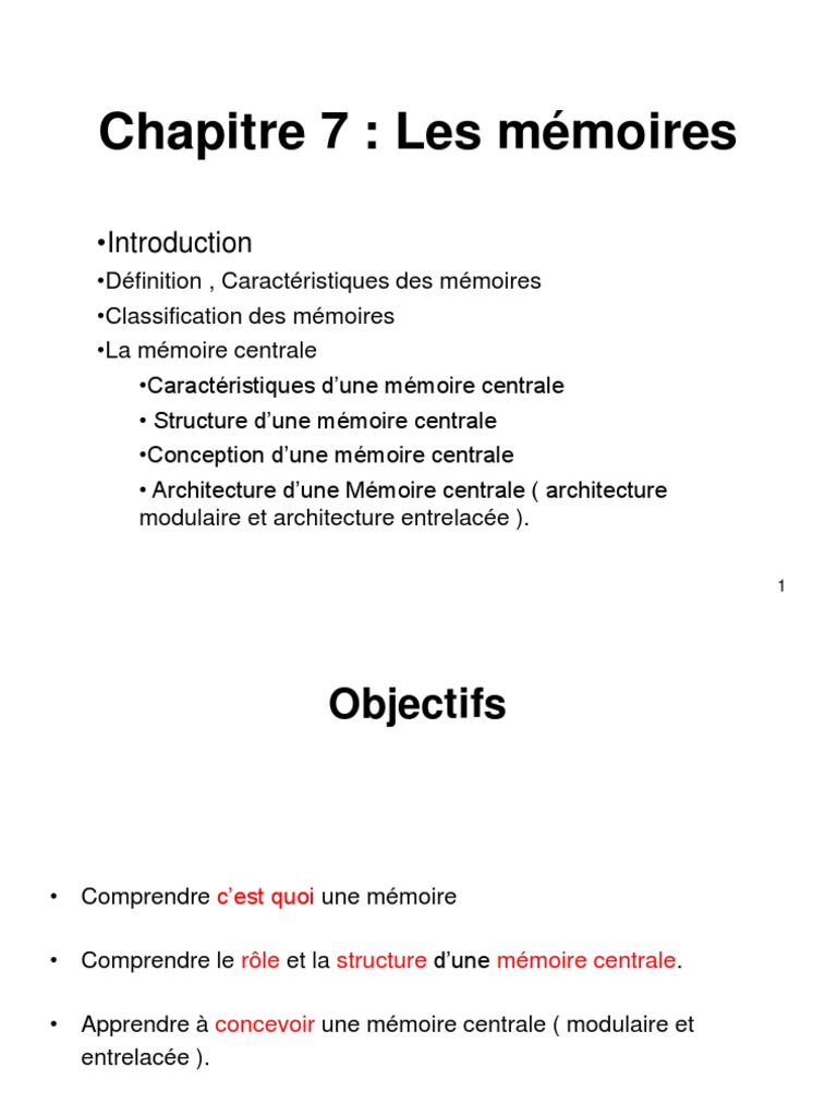 Ch7 Memoires | PDF | Mémoire (informatique) | Processeur