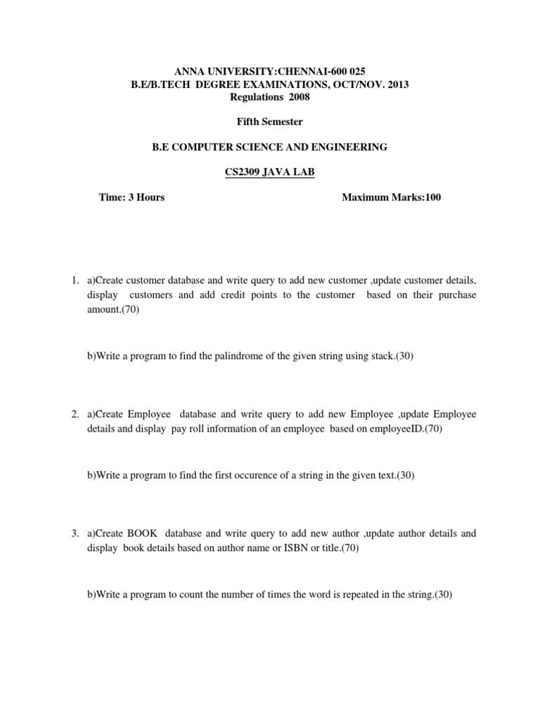 Java Lab Exam for CS Students | PDF | Matrix (Mathematics) | Computer File