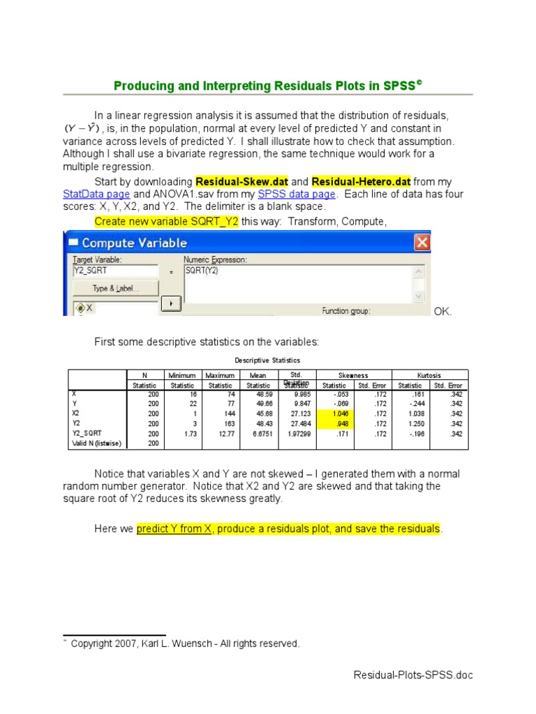 Residual Plots SPSS | PDF | Errors And Residuals | Regression Analysis