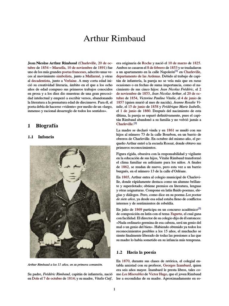 Biografía de Arthur Rimbaud | PDF | Arthur Rimbaud | Poesía