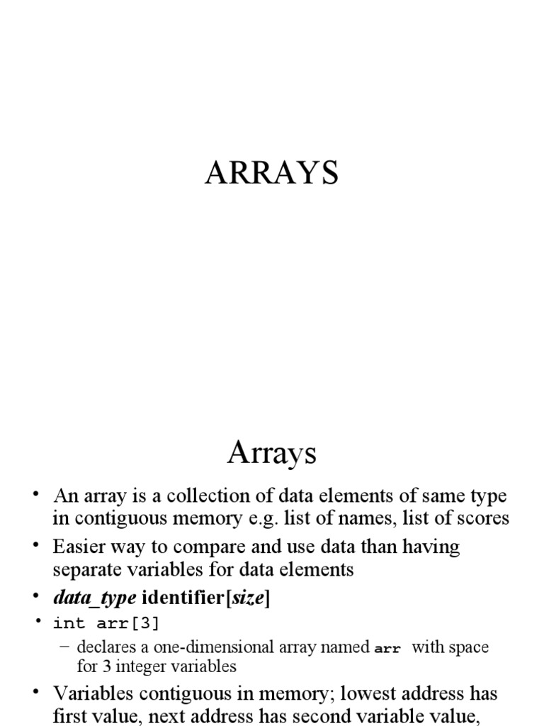 An Array Is A Collection Of Data Elements Of Pdf Array Data Structure Variable Computer