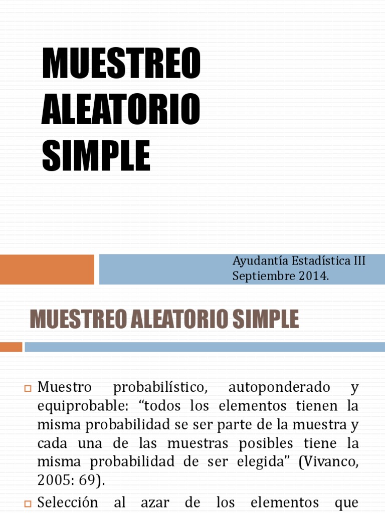 Muestreo Aleatorio Simple | Muestreo (Estadísticas) | Ciencia y matemática