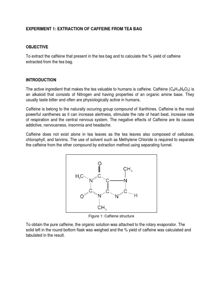 Caffeine Experiment | PDF | Filtration | Caffeine
