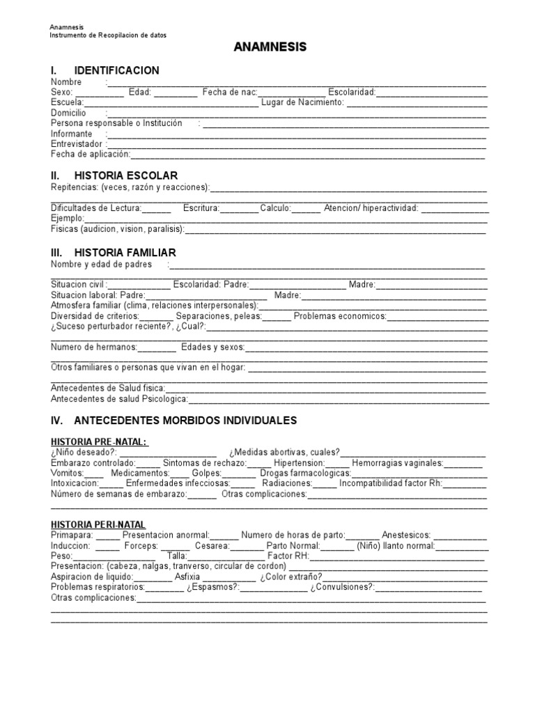 Anamnesis: Recopilación de Datos Clínicos | PDF | Medicina CLINICA ...