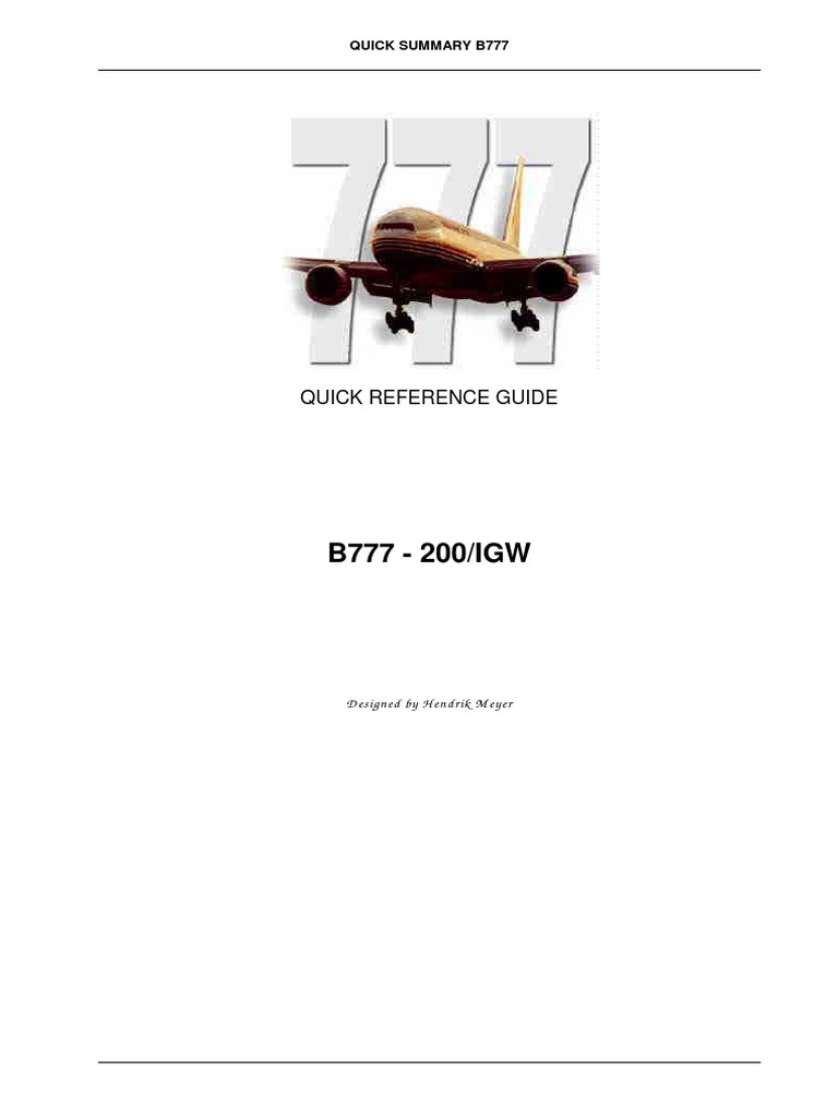 B777 Quick Reference | PDF | Valve | Aircraft Flight Control System
