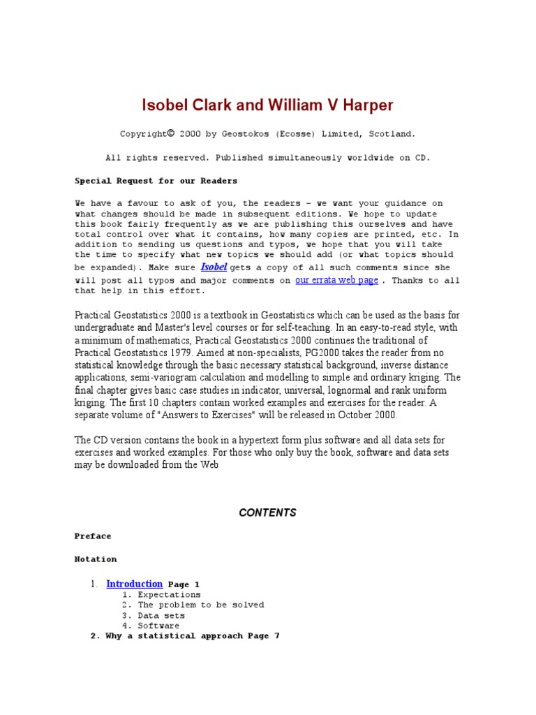 Practical Geostatistics 2000 | PDF | Probability And Statistics | Analysis